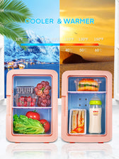 Mini Fridge 10L Portable Mirrored Beauty Cooler Warmer for Bedroom ...
