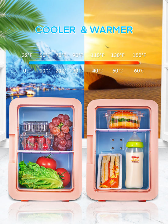 Mini Fridge 10L Portable Mirrored Beauty Cooler Warmer for Bedroom ...