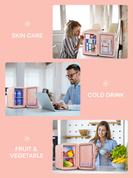 Mini Fridge 10L Portable Mirrored Beauty Cooler Warmer for Bedroom ...