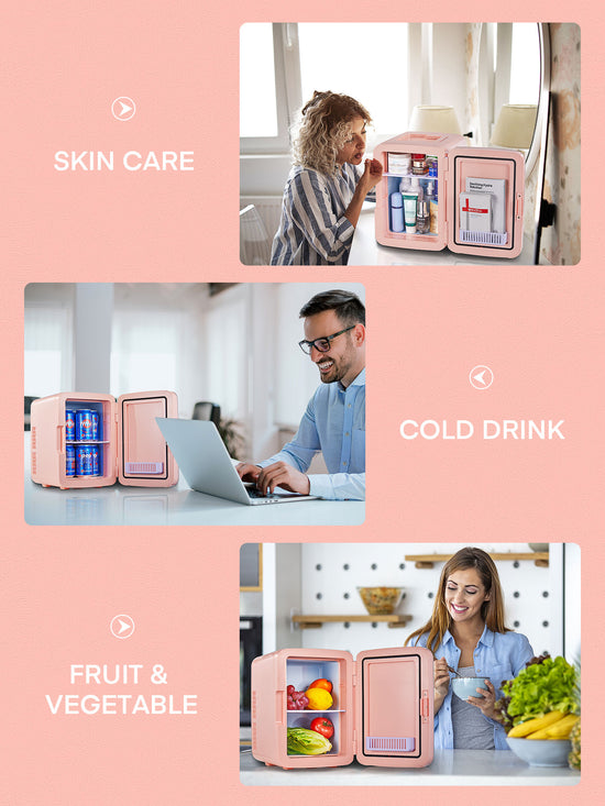 Mini Fridge 10L Portable Mirrored Beauty Cooler Warmer for Bedroom ...